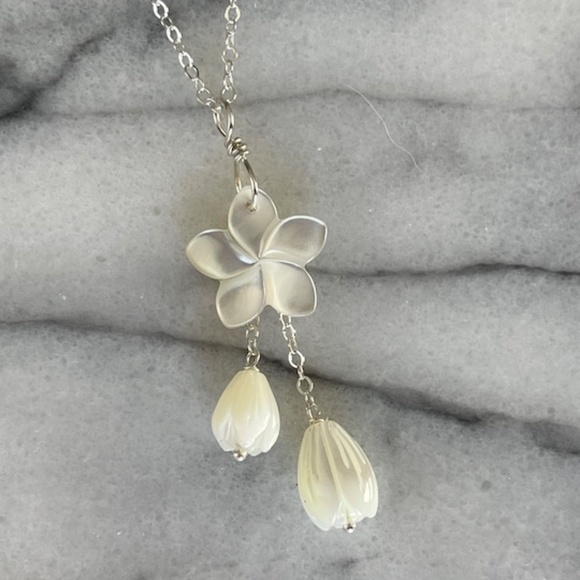Jewelry | Hawaiian White Plumeria Pikake Mother Of Pearl Dangle ...